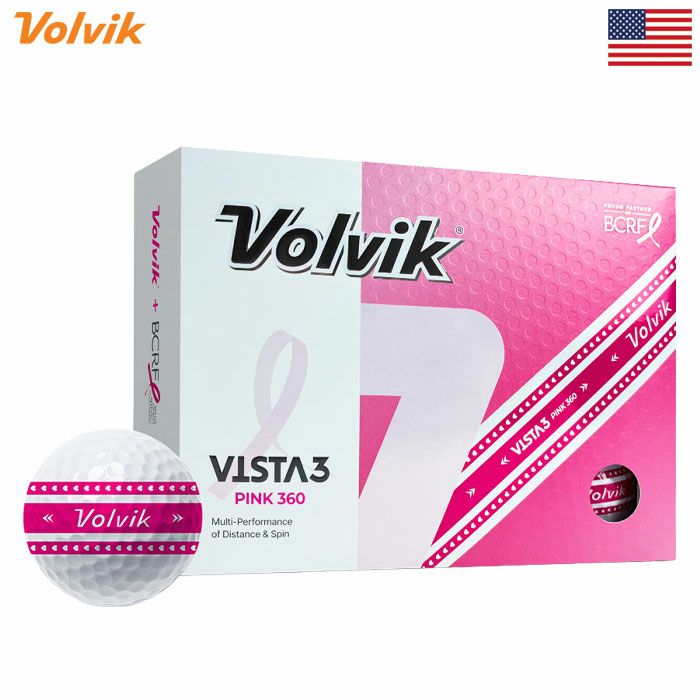 ボルビック Volvik ゴルフボール 2025 BCRF Vista3 Pink 360° Golf Balls ピンク 3ピース 1ダース ...